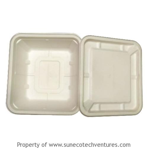 Buy 750ml rectangular container with lid Sugarcane Bagasse Products Biodegradable -50 Piece Box