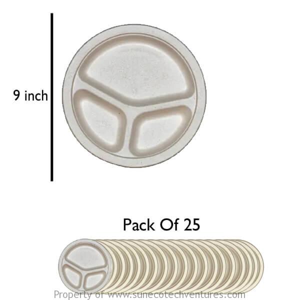 Buy 9" 3cp plate Sugarcane Bagasse Products Biodegradable -25 Piece Box